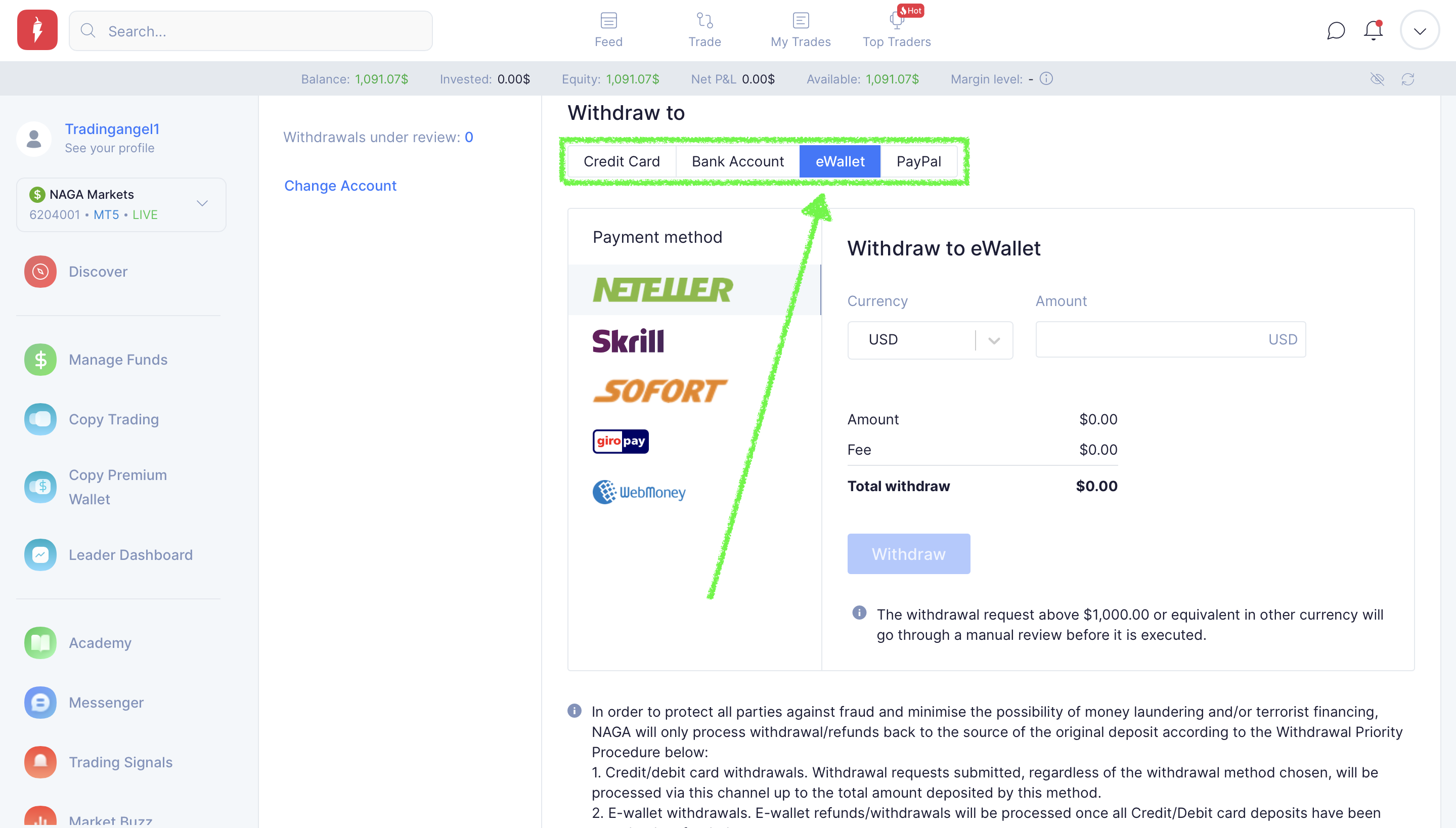 What withdrawal methods are supported? – NAGA South Africa